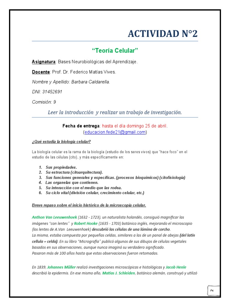 Teoría Celular: Fundamentos y Postulados | PDF | Biología Celular ...