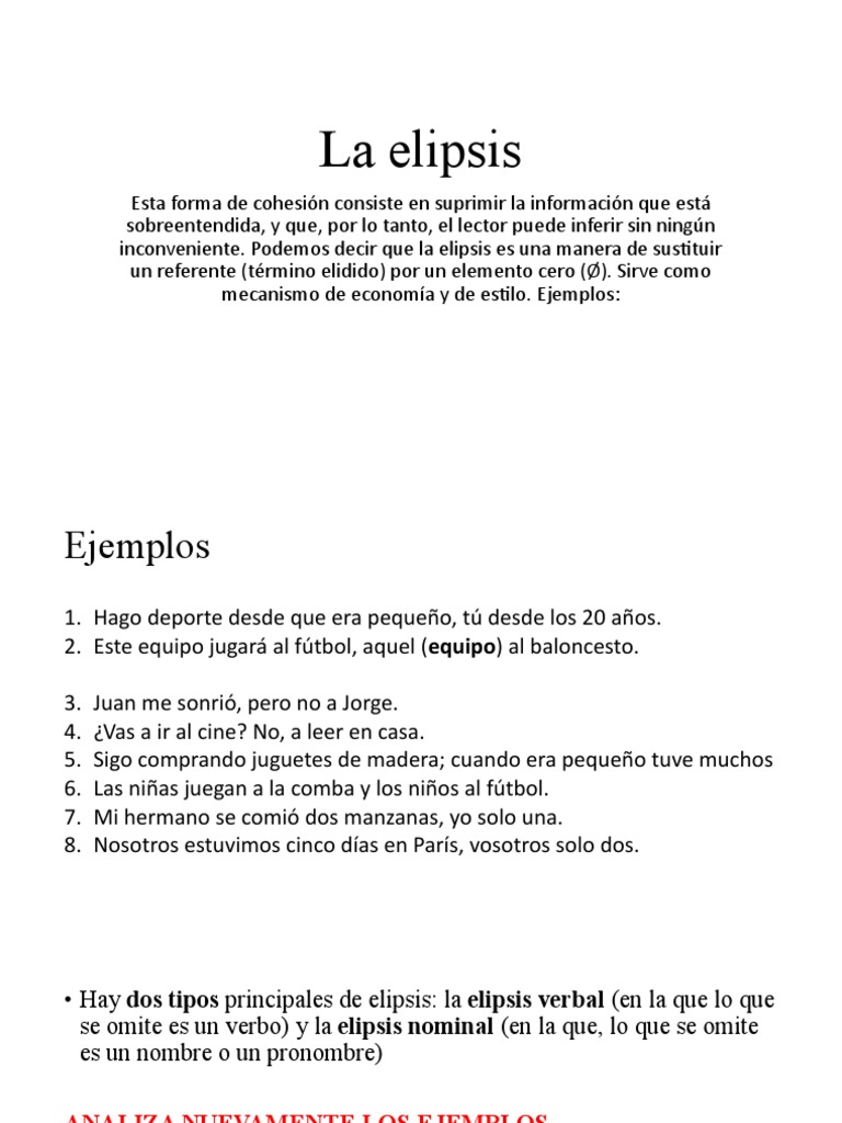 Ejemplos y tipos de elipsis | PDF | Verbo | Adjetivo