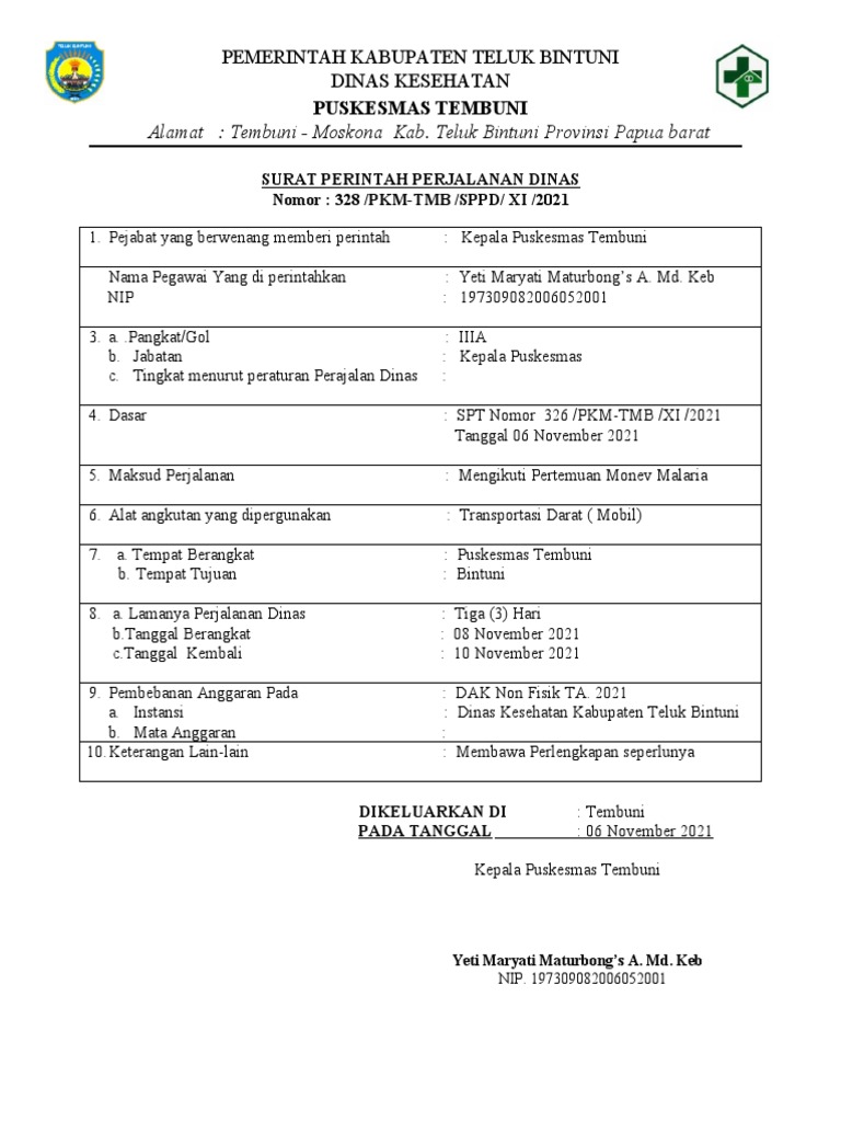 Contoh SPT Dan SPPD | PDF