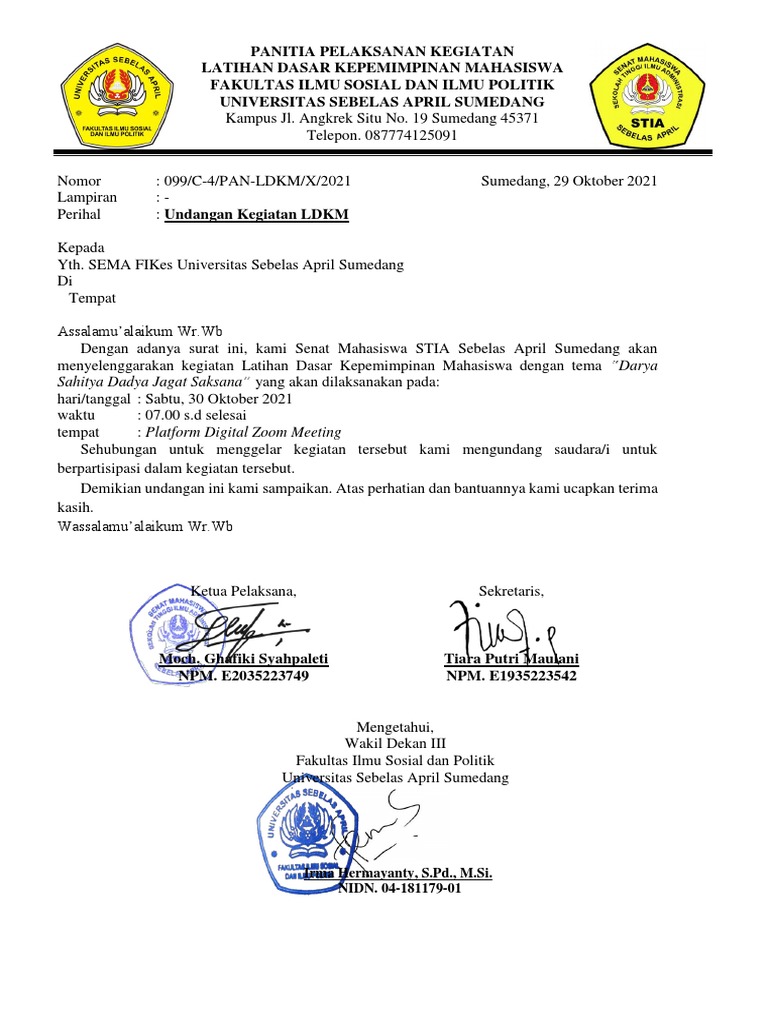 Undangan SEMA FIKes UNSAP | PDF