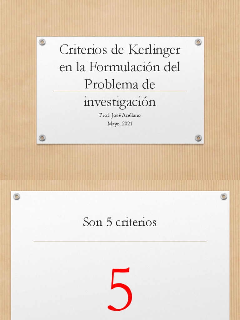 Criterios de Kerlinger en Investigación | PDF