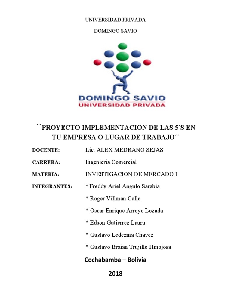 Proyecto Implementacion de Las 5 S | PDF | Investigación social ...