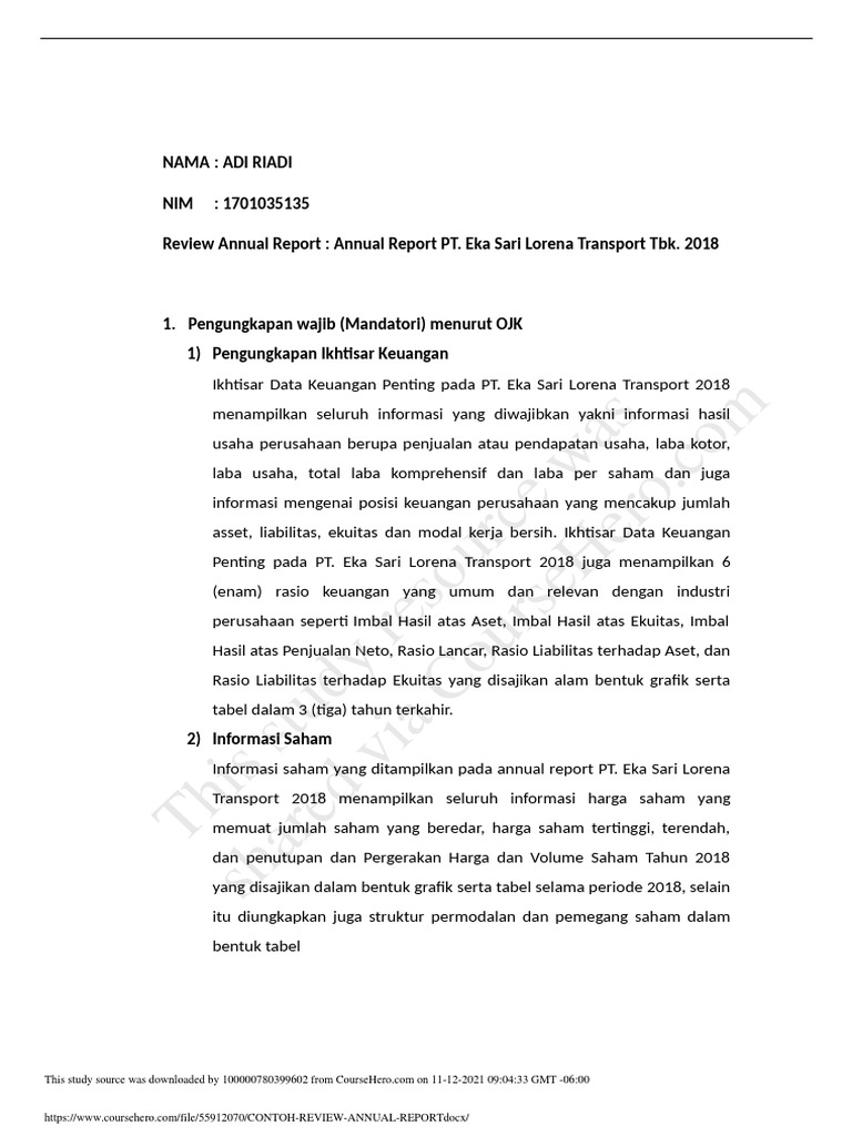 Tinjauan Laporan Tahunan 2018 PT. ESLT | PDF | Bisnis