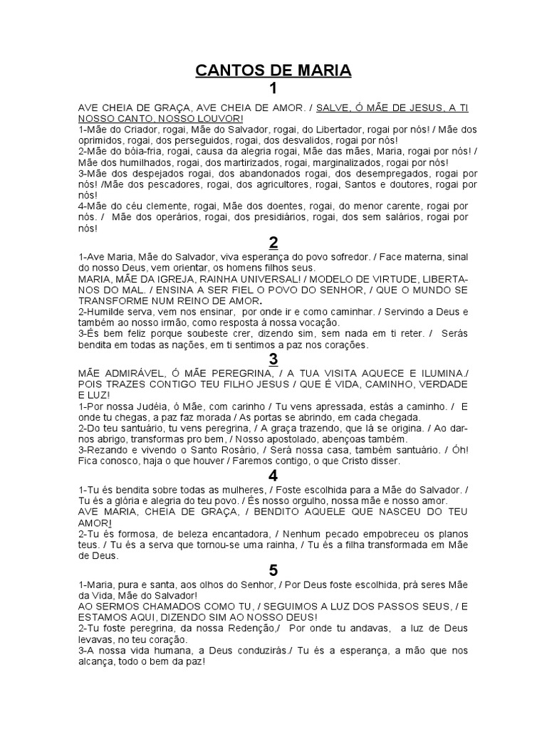 CANTOS DE MARIA para Acerto | PDF | Maria, mãe de Jesus | Jesus