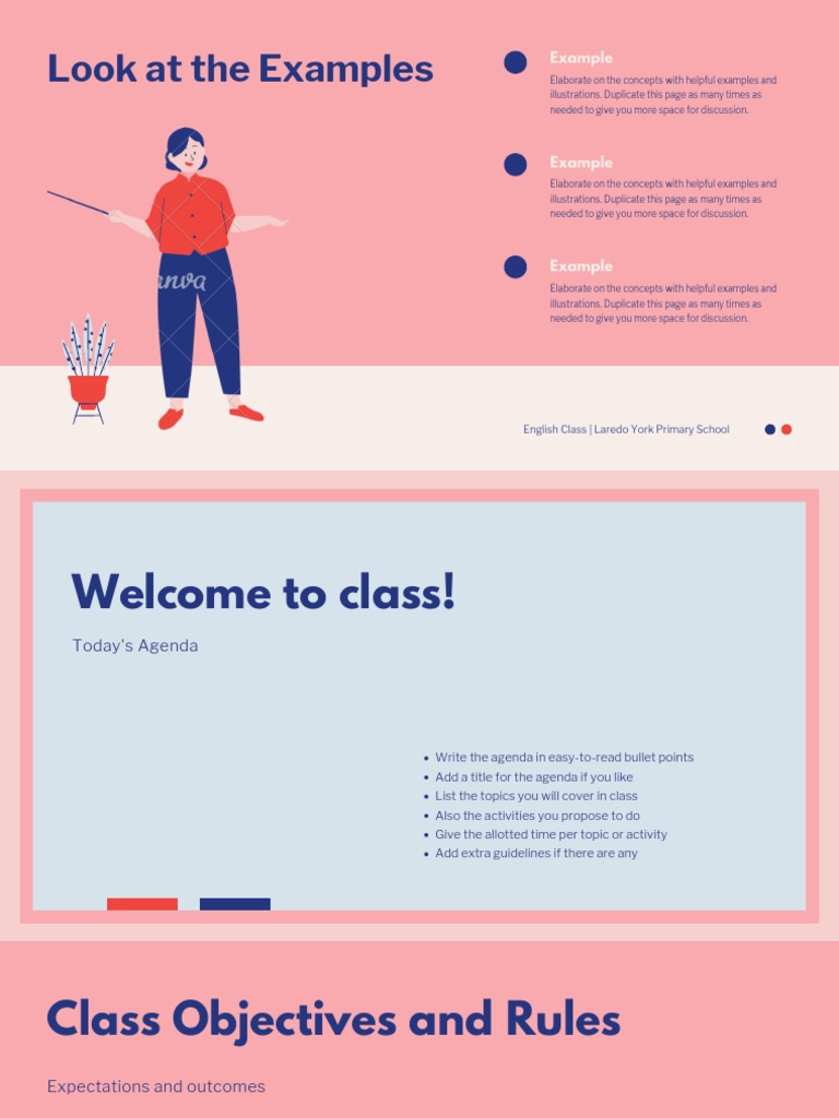 Presentation Template - Pink and Blue Illustration English Class ...