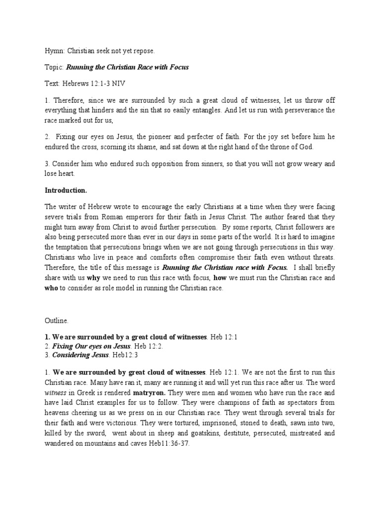 Running The Christian Race-1 | PDF | Jesus | Serpents In The Bible