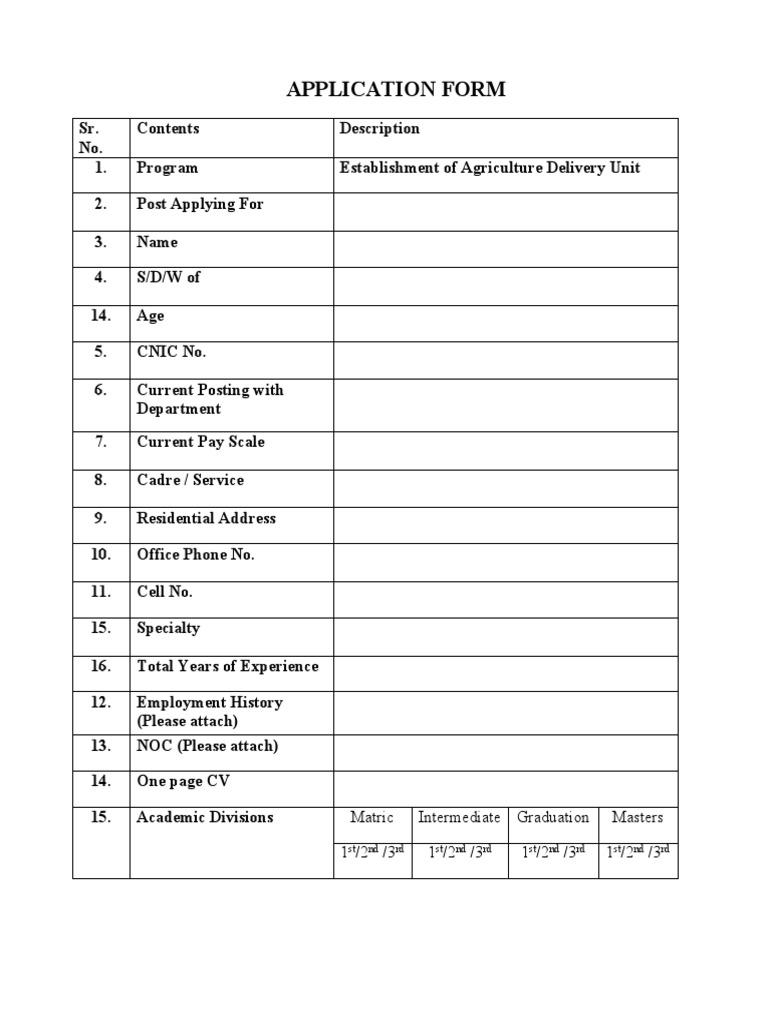 Application Form: Matric Intermediate Graduation Masters 1 /2 /3 1 /2 ...