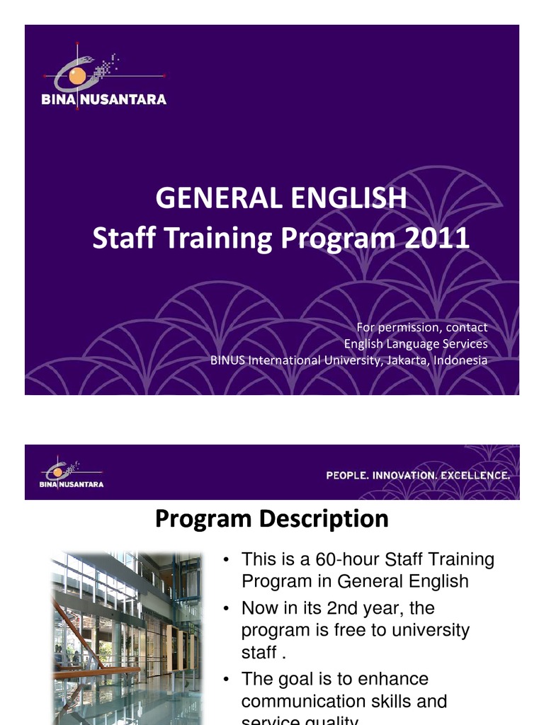 BINUS Staff Training in General English | PDF | Psychological Concepts ...