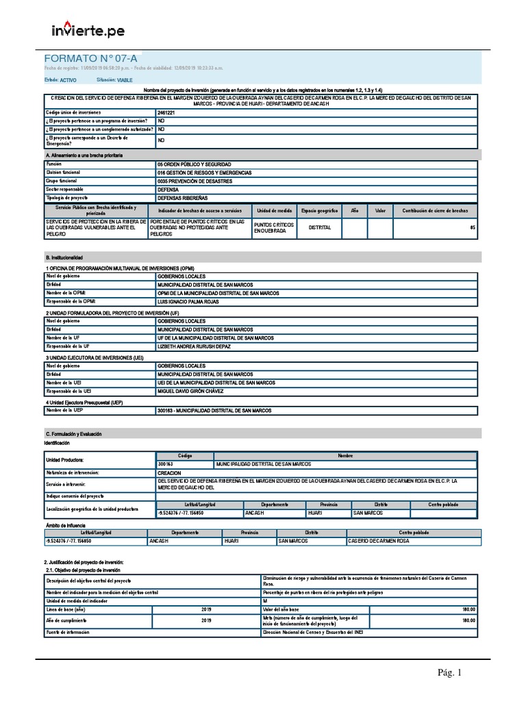 Formato 07-A de Registro en Invierte .Pe | PDF | Tasa interna de ...