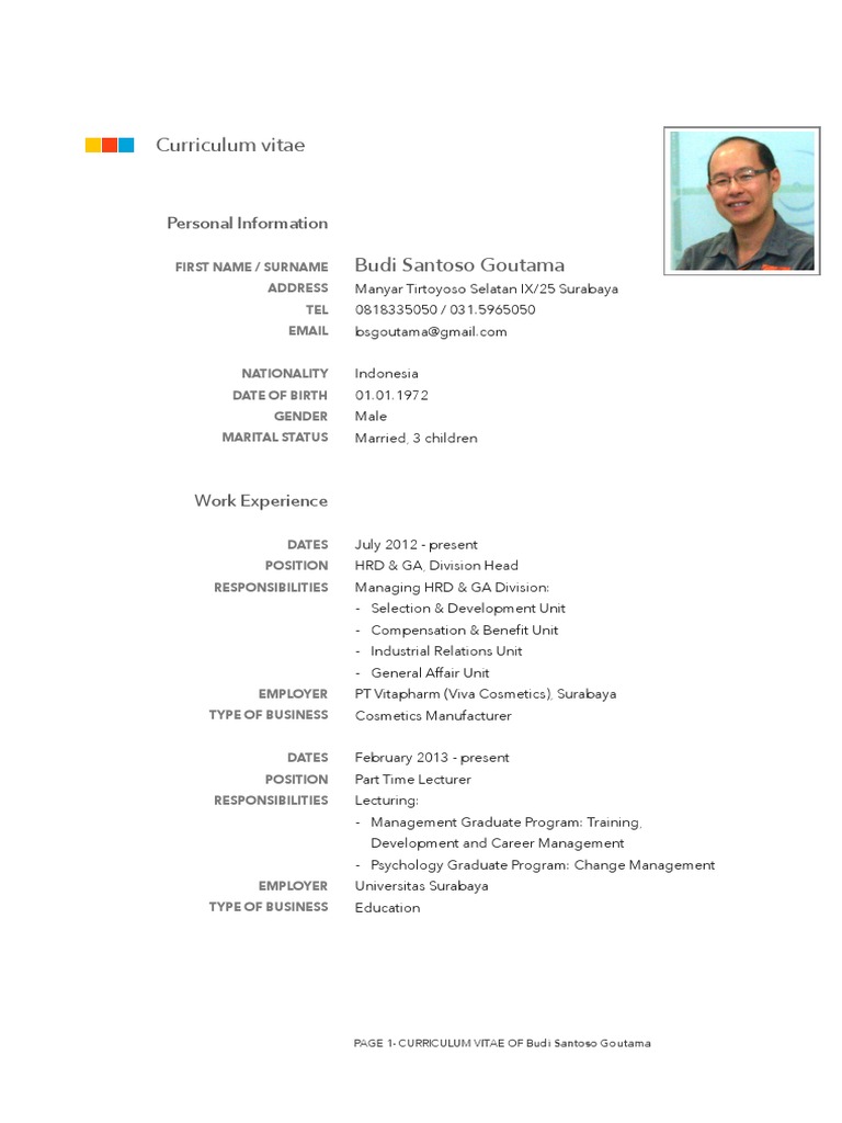 Curriculum Vitae: Personal Information | PDF | Business Process ...