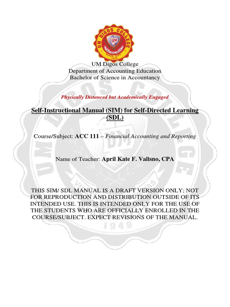 Self-Instructional Manual (SIM) For Self-Directed Learning (SDL) | PDF | Partnership | Debits ...