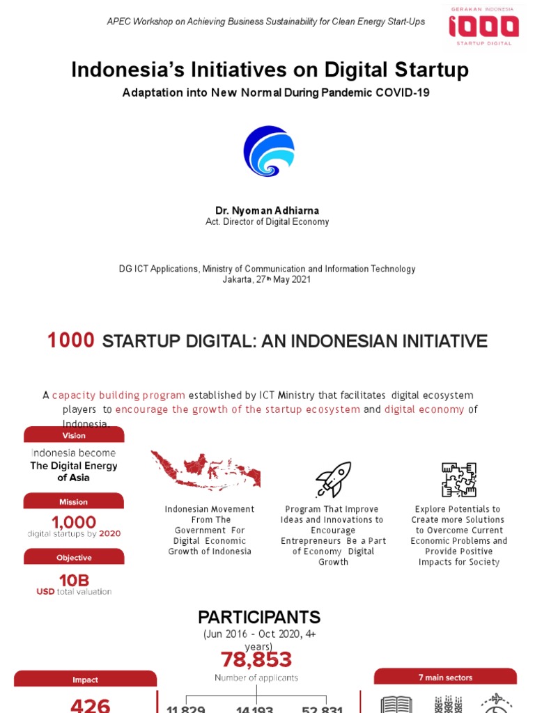 Indonesia Initiatives On 1000 Startups - APEC Workshop - Nyoman Adhiarna v.2 (Checked) | PDF ...