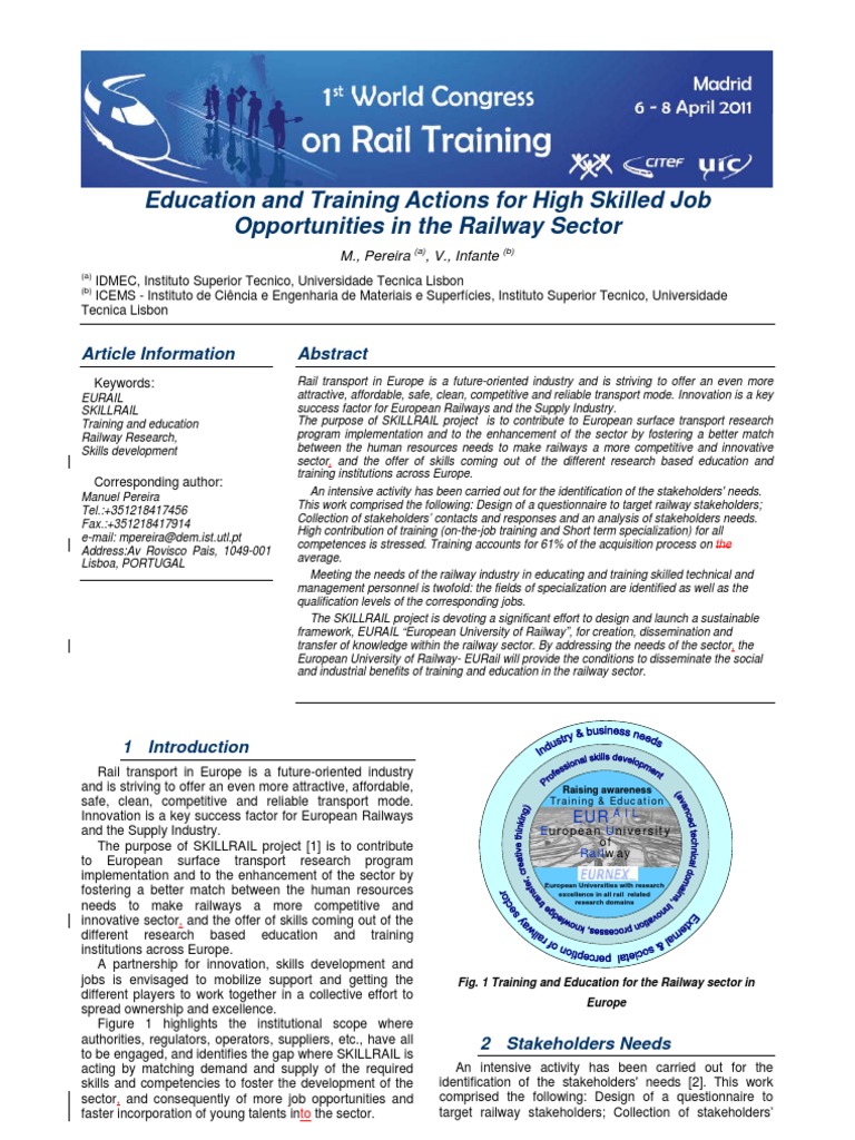 Rail Training Conference - Education and Training Actions For High ...