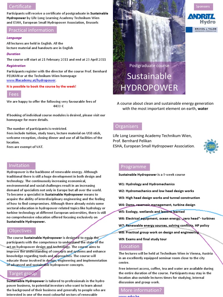 Flyer Sustainable Hydro Power 2011 11 11 | PDF | Hydroelectricity ...