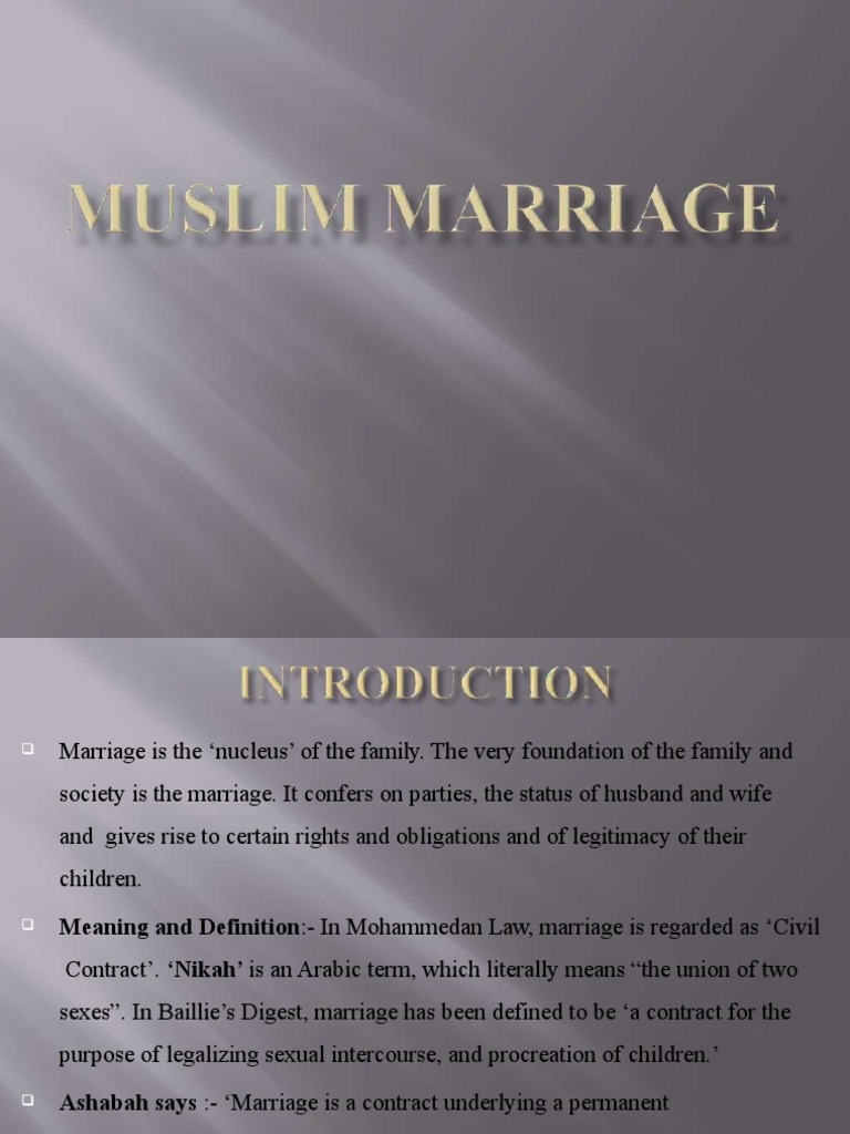 Muslim Marriage | PDF | Marriage | Social Institutions
