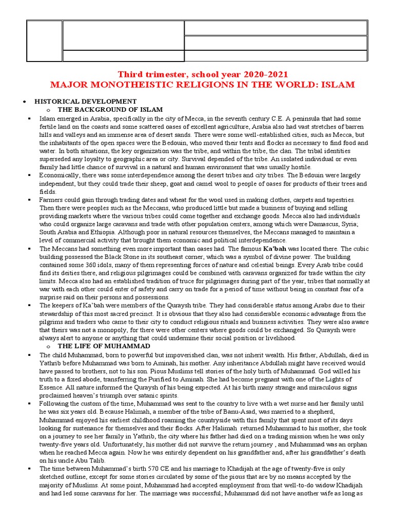 MODULE 5-World Religions Activity 5.. | PDF | Muhammad | Medina