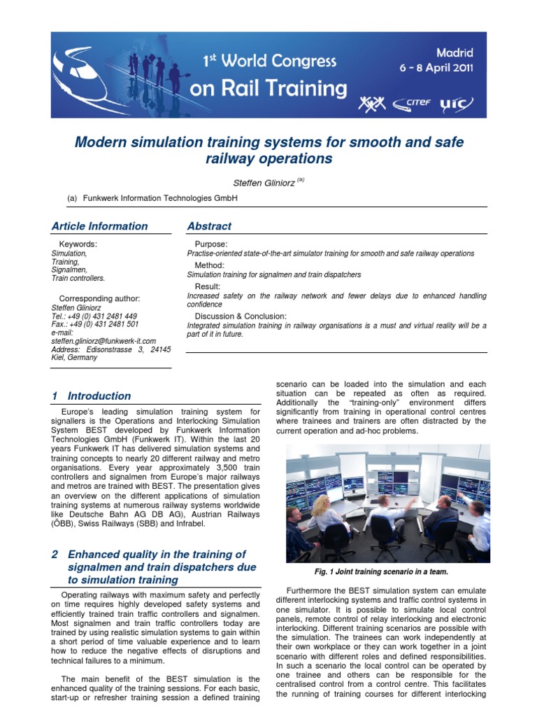 Rail Training Conference - Modern Simulation Training Systems For ...