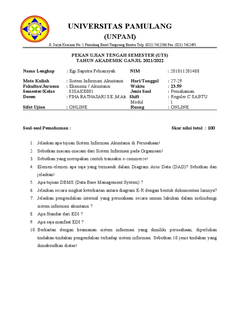 Jawab UTS Reg C | PDF