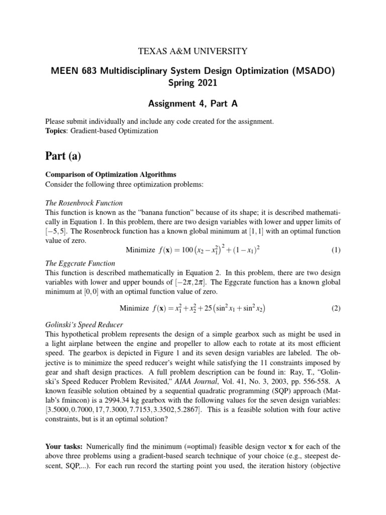 Assignment 4 | PDF | Mathematical Optimization | Applied Mathematics