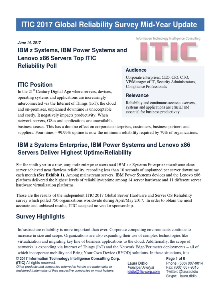 Itic 2017 Global Server Hardware Server Os Reliability Report | PDF | Operating System | Server ...