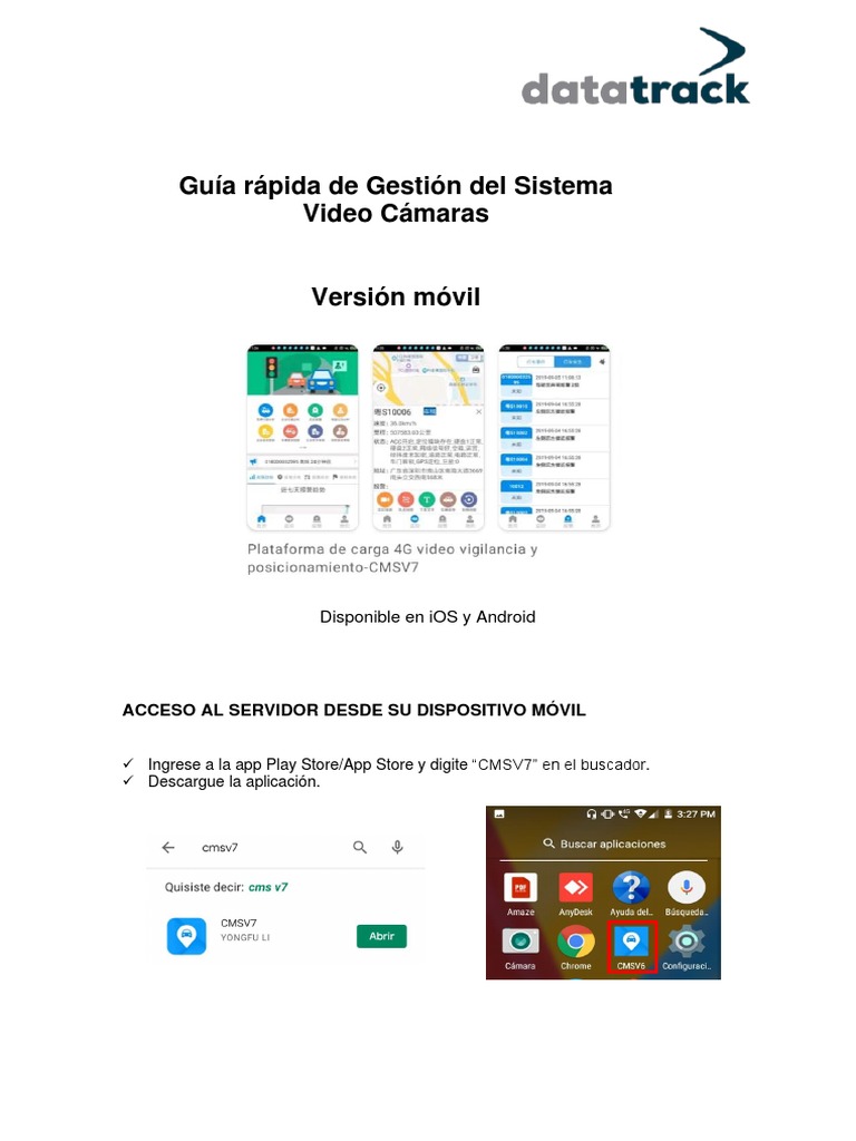 Guía Rápida de CMSV7 para Móviles | PDF | Aplicación movil | Software móvil