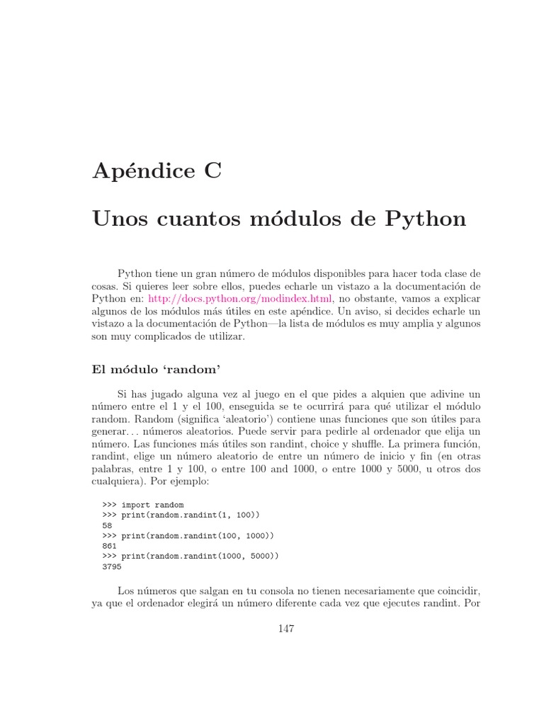 Apéndice C (Módulos) | PDF | Interfaz de línea de comando | Python ...