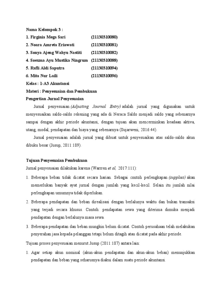 Resume Penyesuaian Dan Pembukuan | PDF