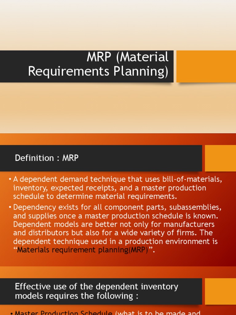 03 Material Resource Planning | PDF | Production And Manufacturing ...