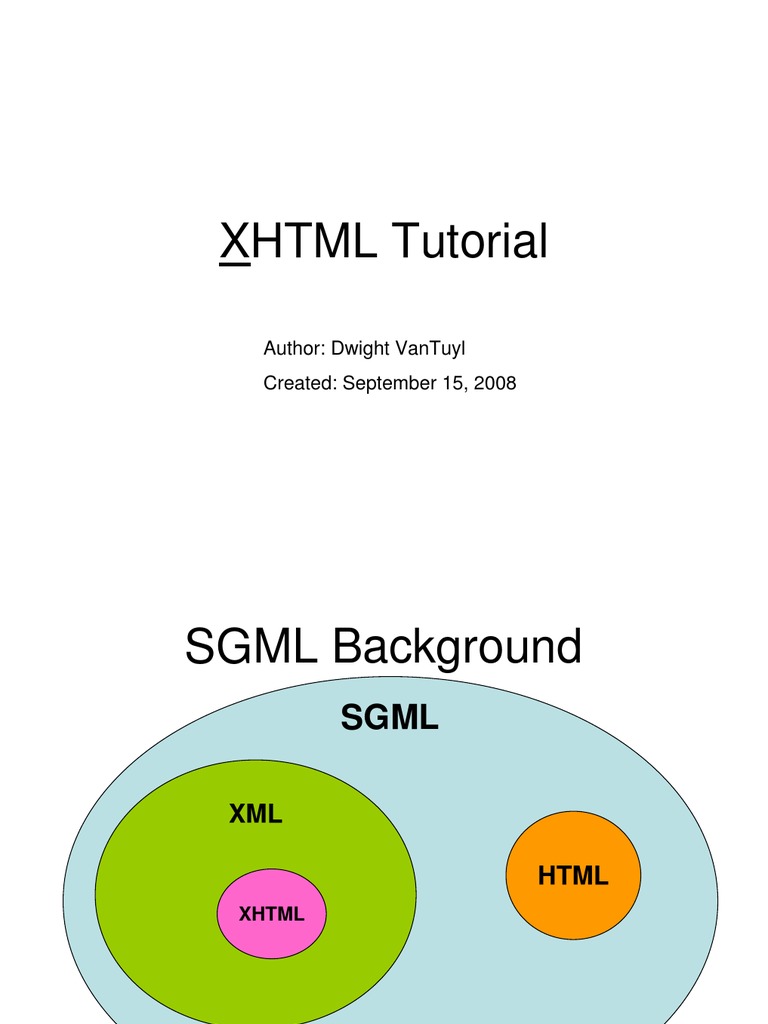 Xhtml Tutorial Author Dwight Vantuyl Created September 15 2008 Pdf Html Element Xhtml