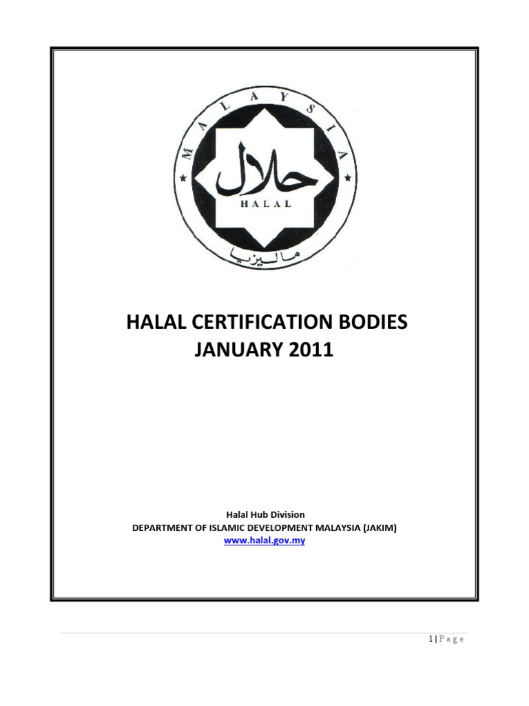 Malaysia: JAKIM Halal Certification Bodies January 2011 | PDF