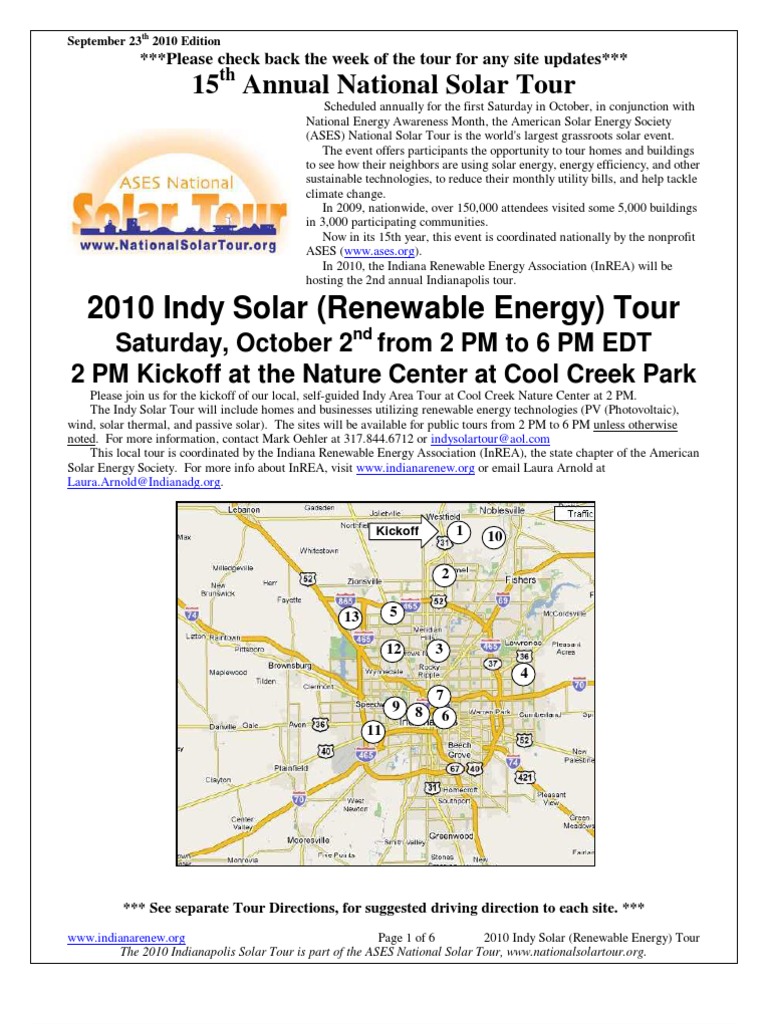Indianapolis Solar Tour | PDF | Photovoltaic System | Solar Power