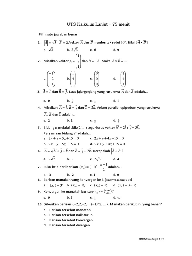 UTS Kalkulus Lanjut | PDF