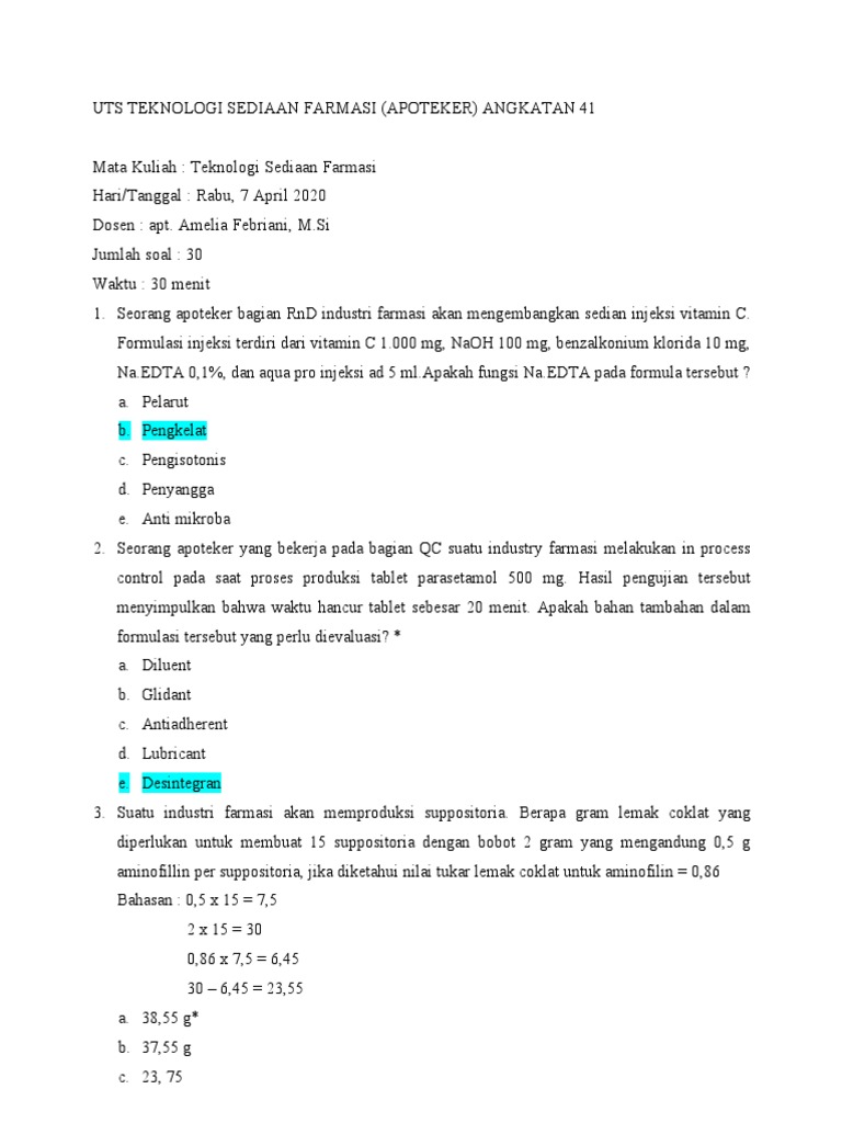 Kumpulan Soal UTS Bu Amel | PDF
