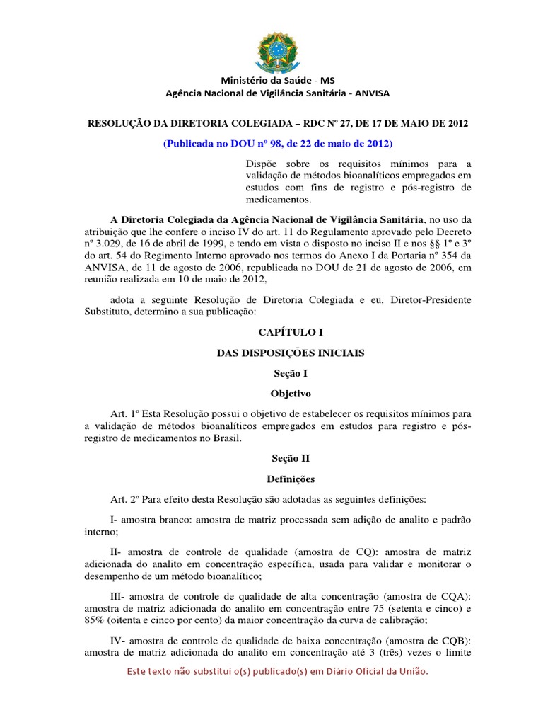 Anvisa - RDC - 27 - 2012 | PDF | Química | Solução