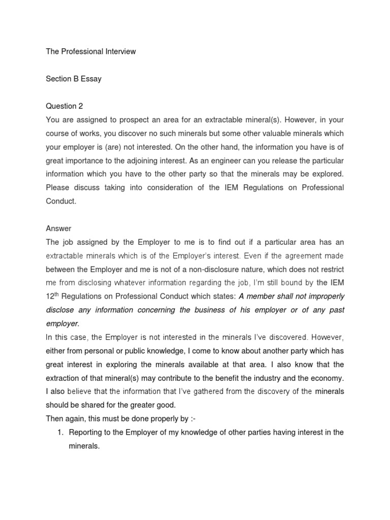 Section B Essay | PDF | Engineer | Employment