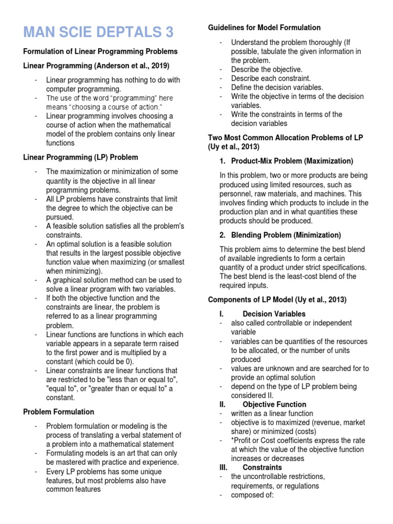 Guidelines for Model Formulation | PDF | Linear Programming ...