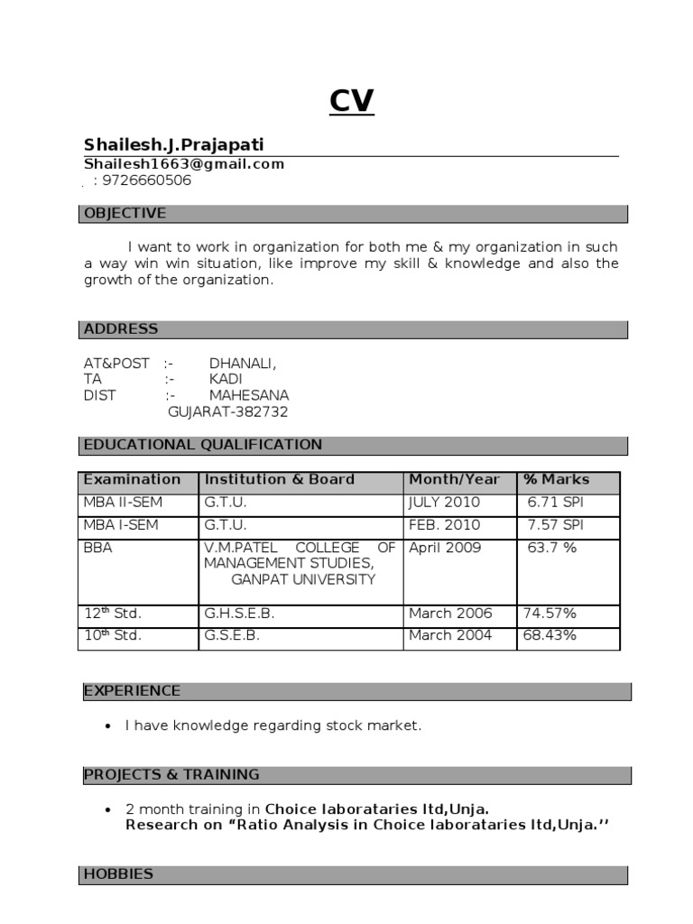 Shailesh CV | PDF