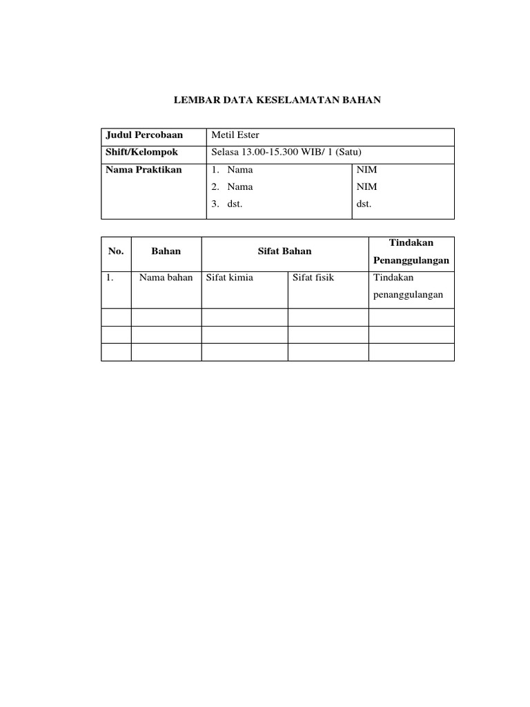 Contoh MSDS Dan JSA | PDF