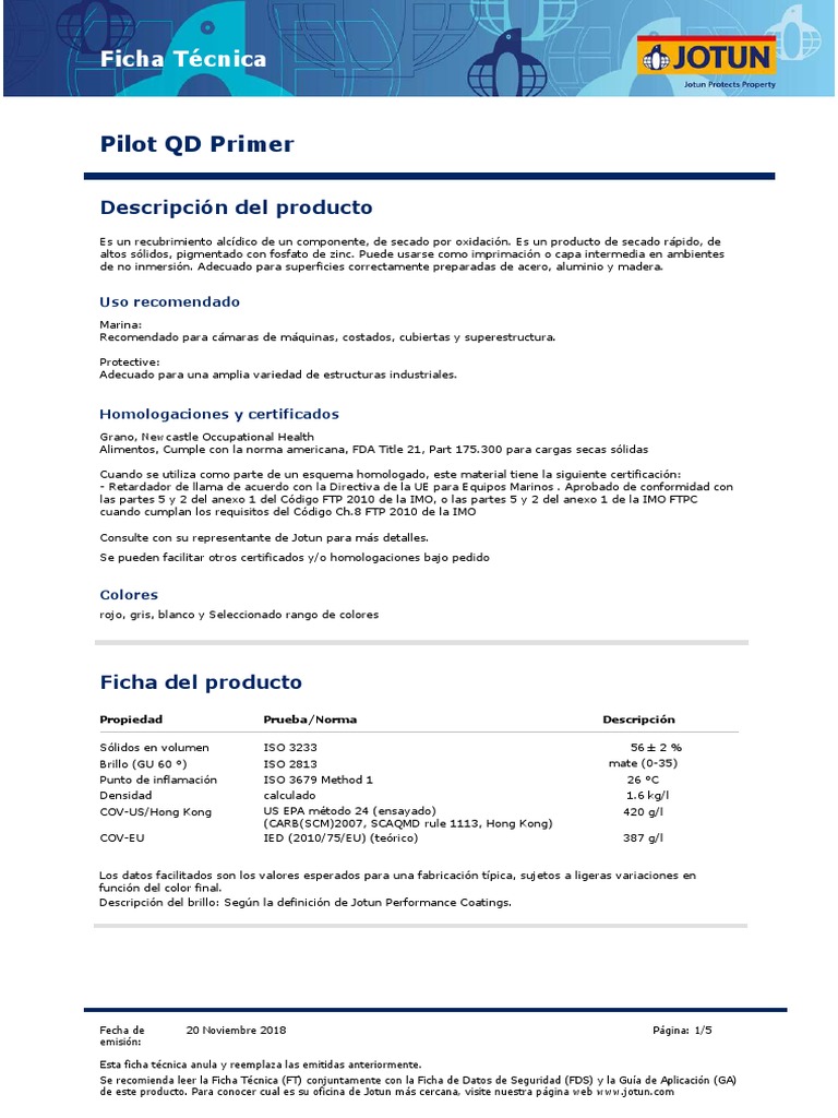 Pilot QD Primer-Anticorrosivo Alquidico Con Fosfato de Zinc-Ficha ...