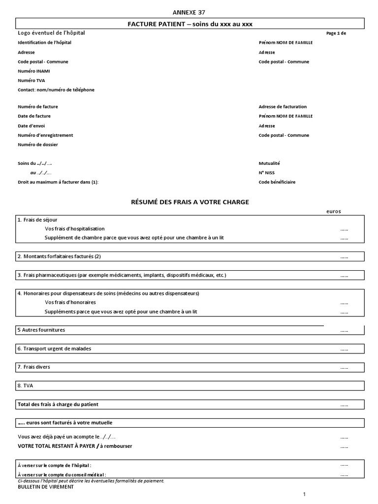 Facture Patient | PDF | Hôpital | Facture