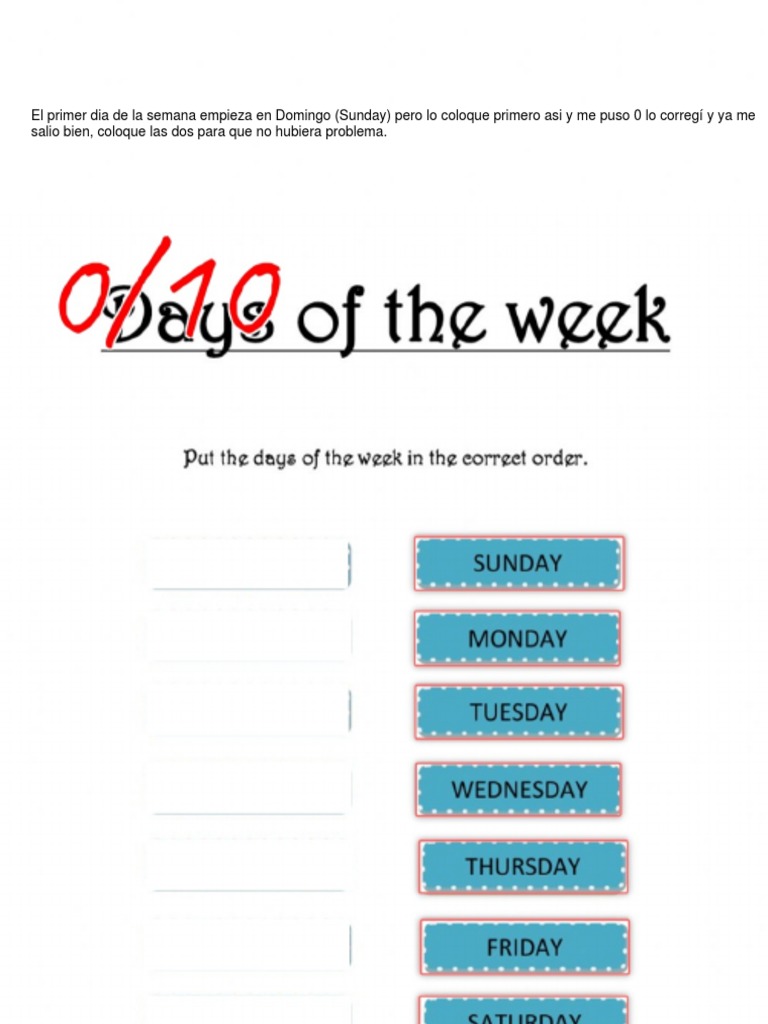 Days Od The Week Worksheet | PDF