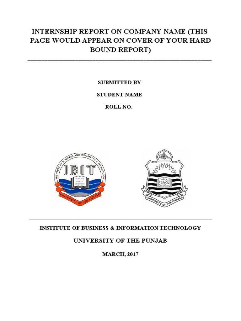 Internship Report On Company Name (This Page Would Appear On Cover of ...