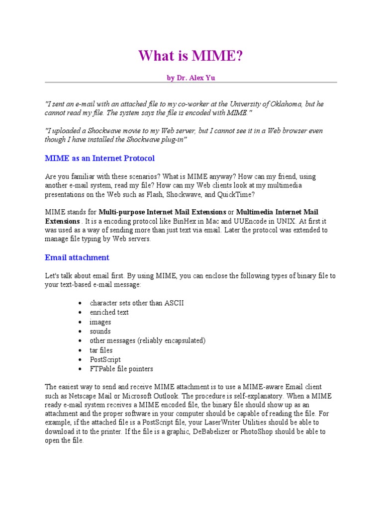 What Is MIME?: MIME As An Internet Protocol | PDF | Cluster Analysis ...
