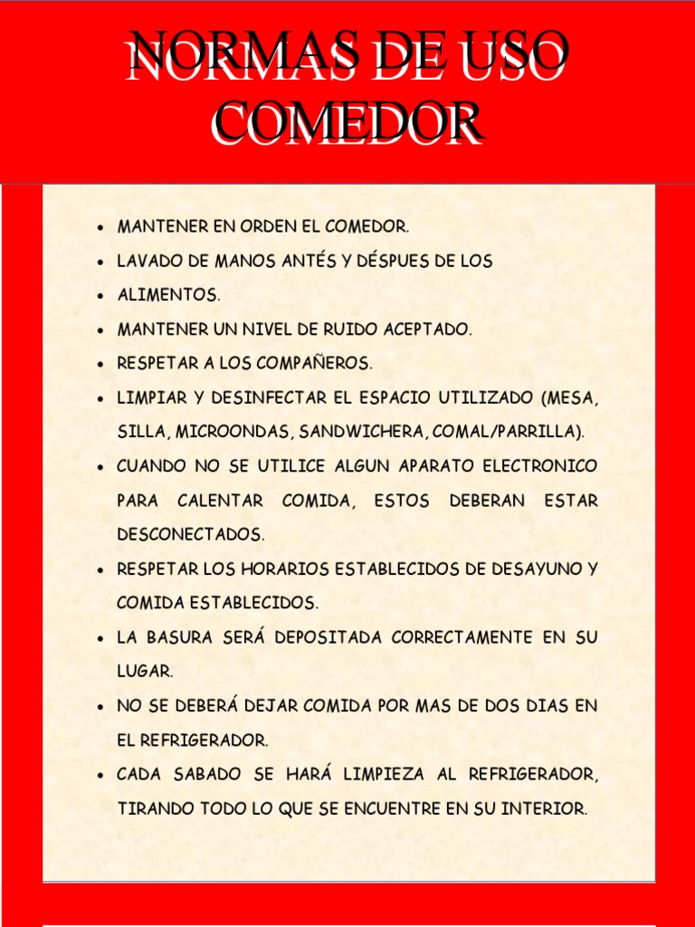 Reglamento de Comedor | PDF