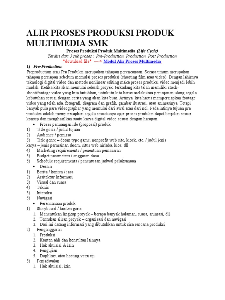 Alir Proses Produksi Produk Multimedia | PDF