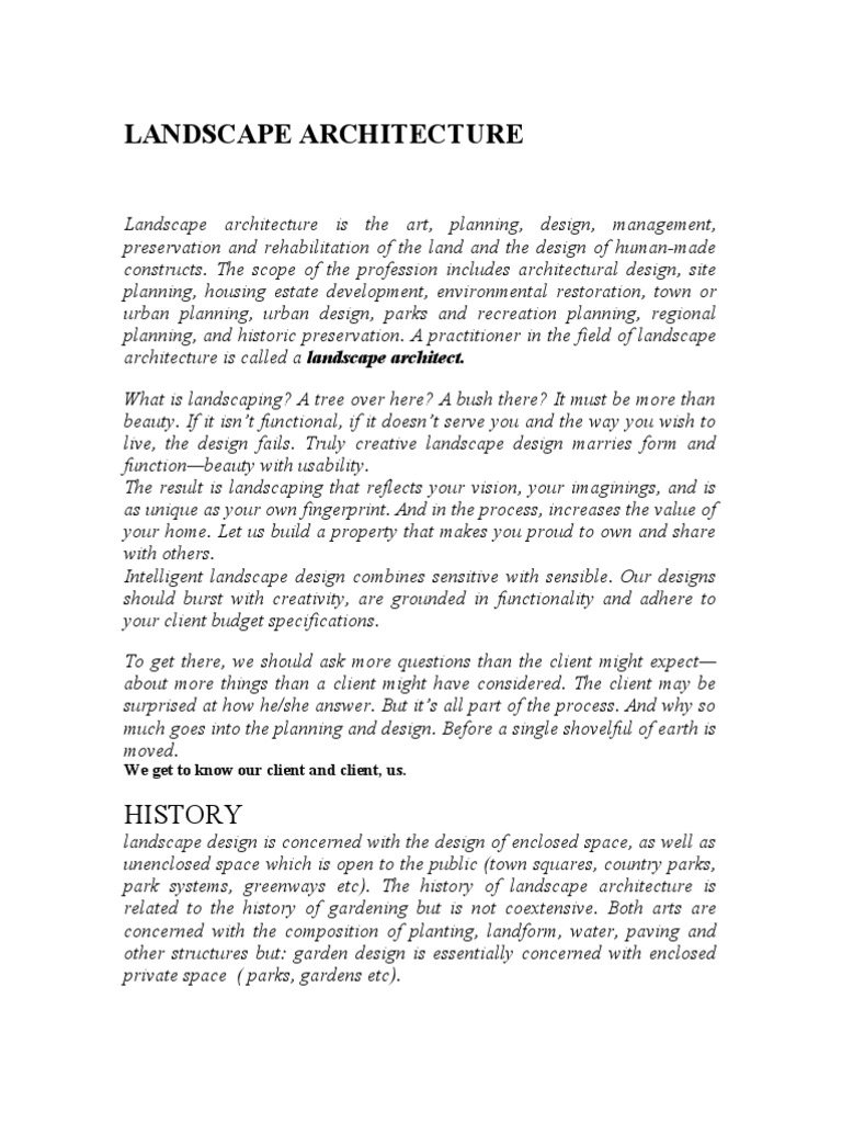 Landscape Architecture | PDF | Landscape Architecture | Gardening