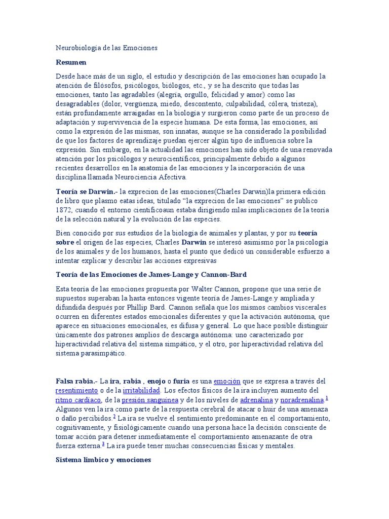 Neurobiología De Las Emociones Pdf Las Emociones Ira