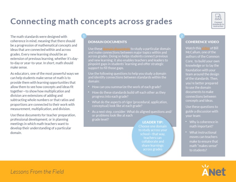 Connecting Math Concepts Across Grades | PDF | Teaching Mathematics ...