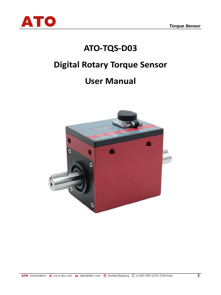 Digital Rotary Torque Sensor User Manual ATO TQS DYN 200 | PDF | Telecommunications | Electrical ...