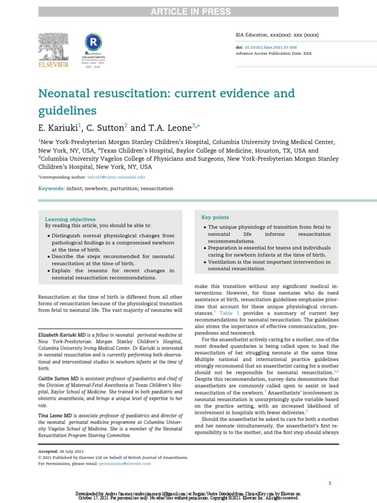 Neonatal Resuscitation | Download Free PDF | Cardiopulmonary ...